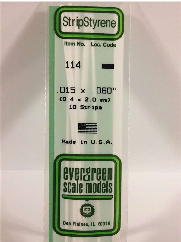 Evergreen Scale Models .015" X .080" Opaque White Polystyrene Strip