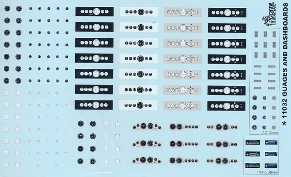 Gauges and Dashboards Decal Sheet Gofer Decals (1/25 or 1/24)