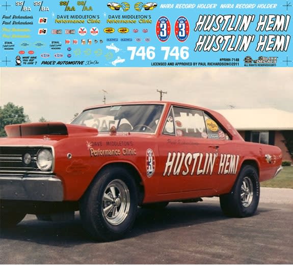 Paul Richardson's Hustlin' Hemi '68 Dart or '65 Dodge Coronet Decal (1/25)