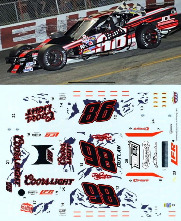 2023 Dave Brigati decals for #98 Outlaw Motorsports Black Coors Lt ...
