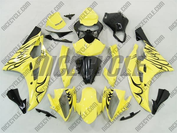 Motorcycle Fairings Kit - 2006-2007 Yellow Yamaha YZF R6 Motorcycle ...
