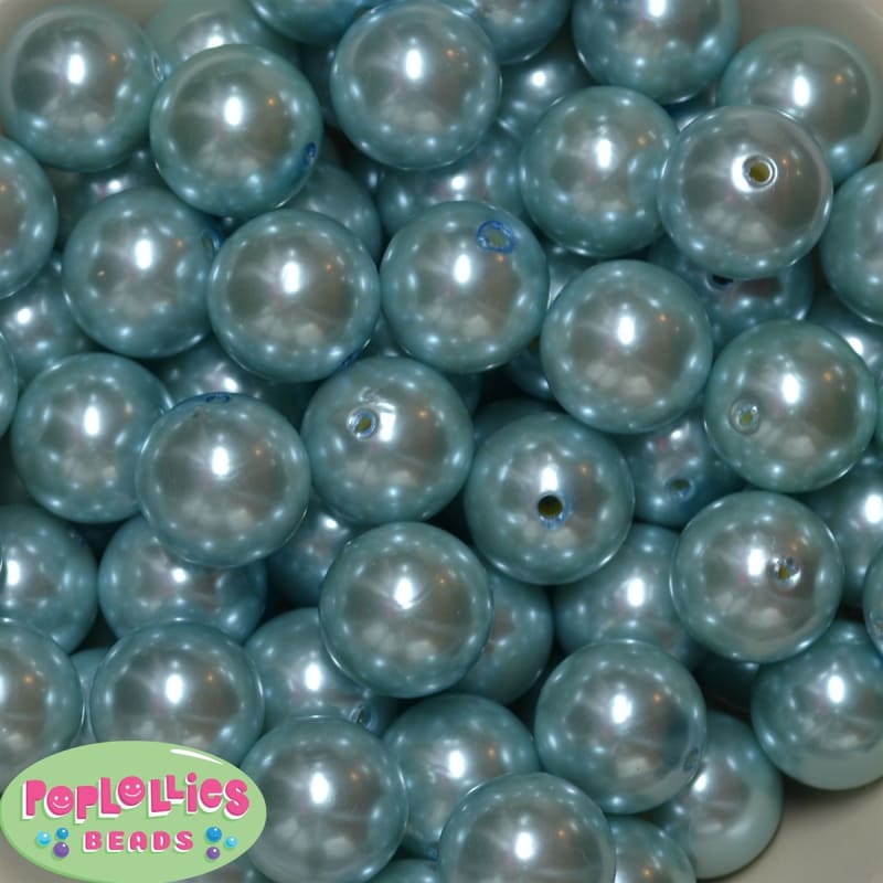 20mm Light Blue Faux Acrylic Pearl Bubblegum Beads Bulk