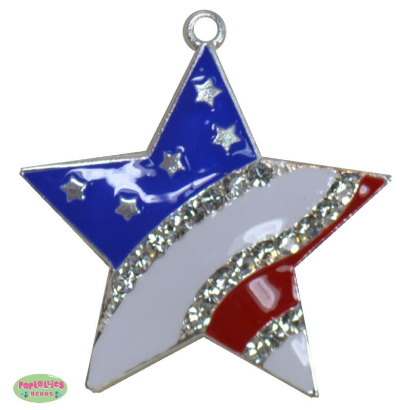 Patriotic Enamel Rhinestone Star Pendant