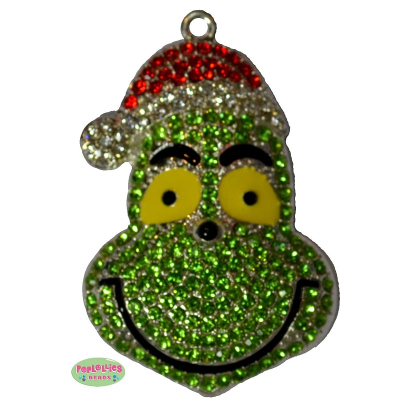Rhinestone the Grinch Pendant 52mm x 31mm
