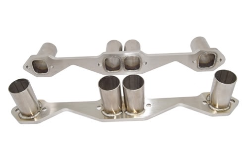 Header flanges with stubs for a Small Block Chevy 18 degree head