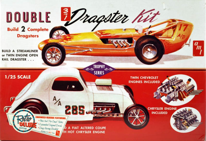 AMT #AMT646 1/25 Double Dragster Kit 3 in 1