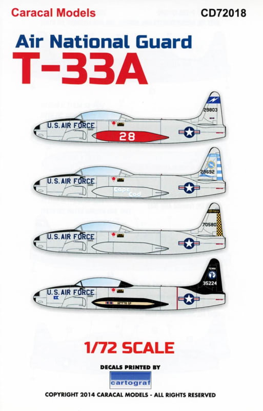 Caracal Models #72018 1/72 Air National Guard T-33A