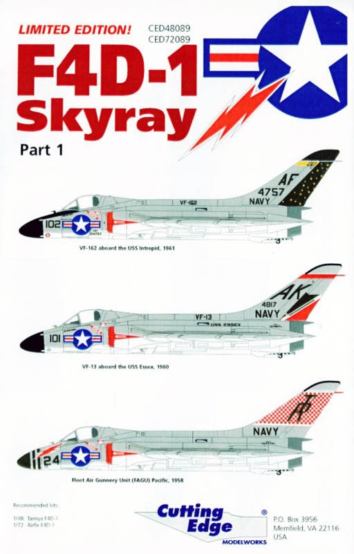 Cutting Edge #48089 1/48 F4D-1 Skyray Decal Sheet Pt. 1
