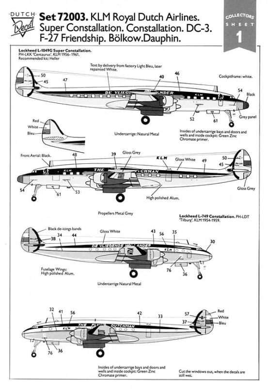 Dutch Decal #72003 1/72 DC-3 Super Constellation / F-27 Friendship ...