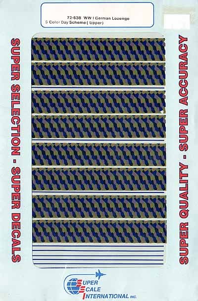 Microscale #72-638 1/72 WWI German Lozenge 5 Color Day Scheme (Upper)