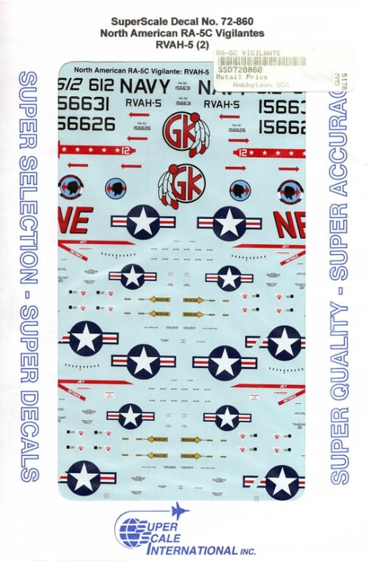 Microscale #72-860 1/72 N.A. RA-5C Vigilantes Unit RVAH-5