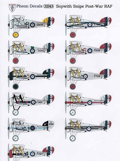 Pheon Decals #32043 1/32 Sopwith Snipe Post-War RAF Decal Sheet