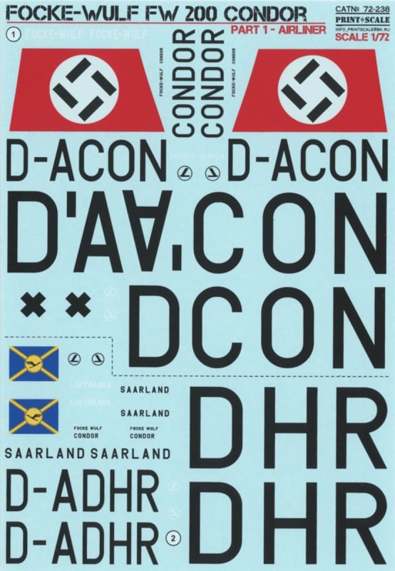 Print Scale 72-238 1/72 Focke-Wulf Fw 200 Condor Pt. 1