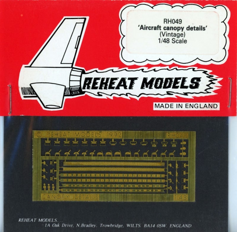 Reheat Models #RH049 1/48 Aircraft Canopy Details - Vintage