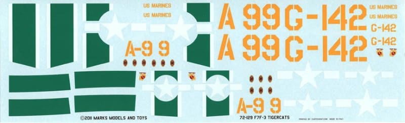 Starfighter Decals #72-129 1:72 Tigercat Pt 2 USMC F7F-3