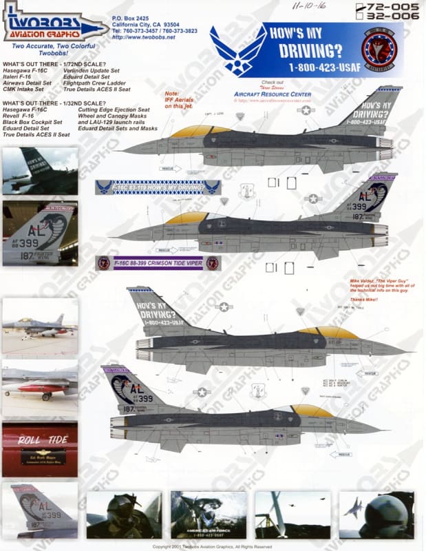TwoBobs 72-005 1/72 F-16 How's My Driving? / AL ANG