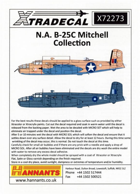 Xtradecal #72-273 1/72 B-25C Mitchell Collection