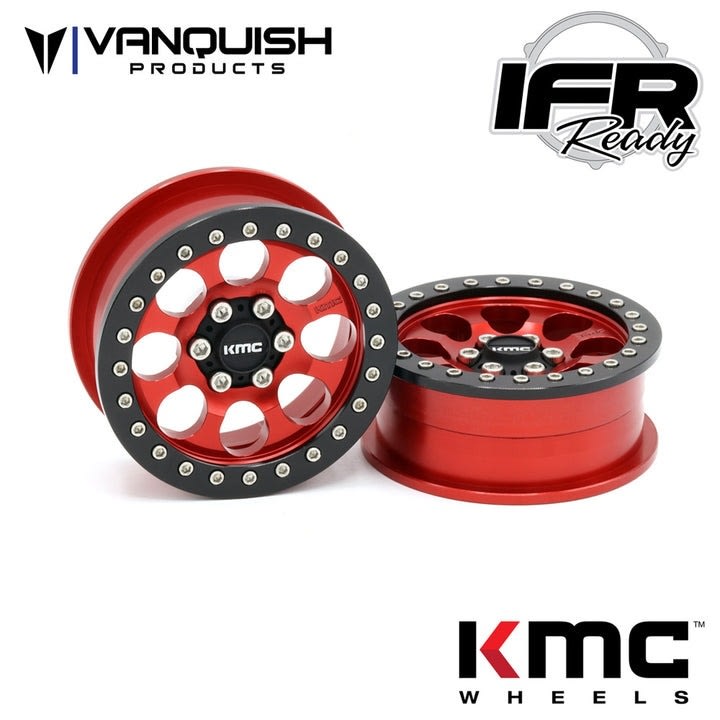 Vanquish Products 2.2" Aluminum KMC KM237 Riot Beadlock Wheels Red ...
