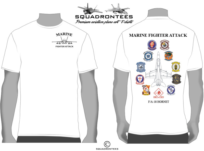 Marine Fighter Attack F-18 Hornet Squadron T-Shirt, USMC Licensed Product