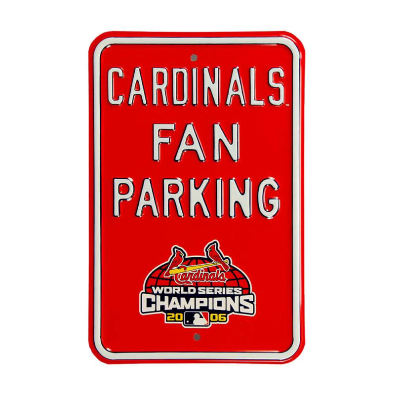 St Louis Cardinals Steel Parking Sign with Logo-FAN PARKING w/WS Logo