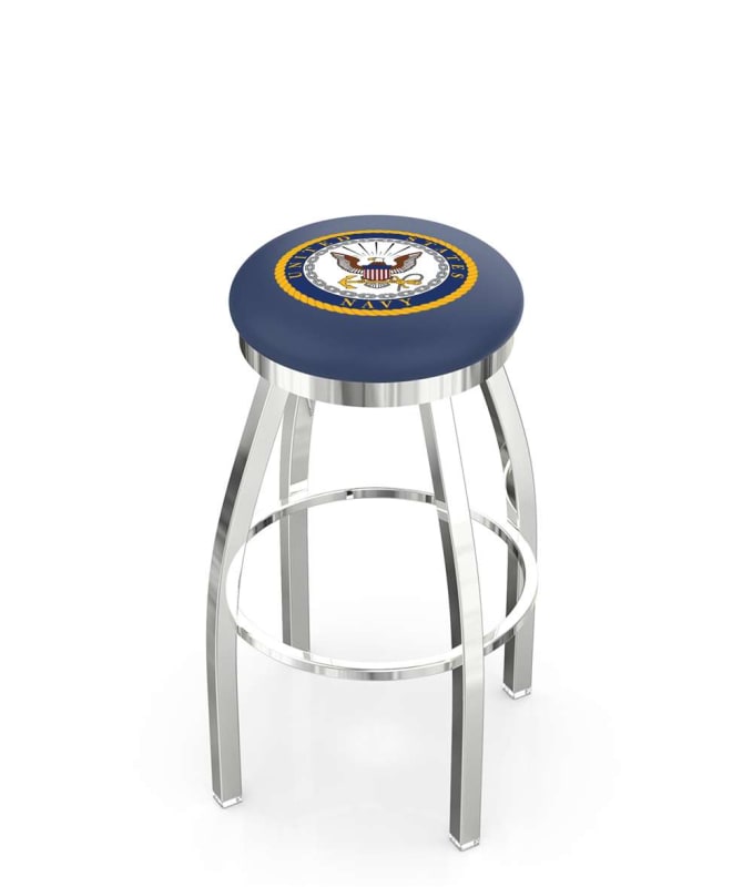 U.S. Navy 30" Swivel Bar Stool with Chrome Finish