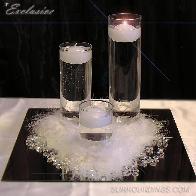 Feather cylinders & diamonds centerpiece