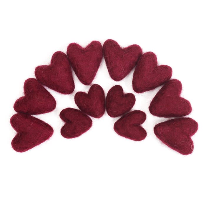 Sangria 3-4 cm Wool Felt Hearts