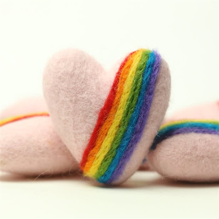 6 cm Felt hearts with rainbow, rainbow heart, rainbow baby, newborn ...