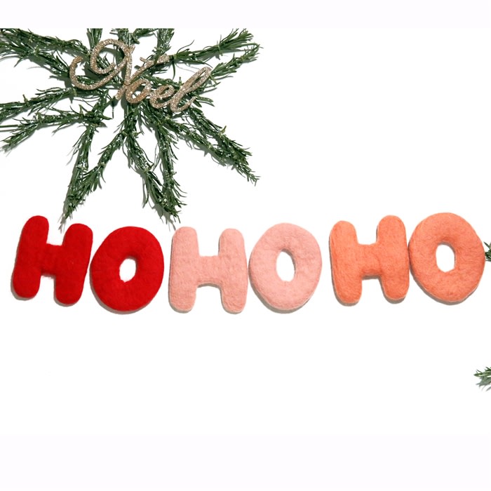 Felt Letters HO HO HO, embroidered stockings, embroidered felt stocking ...