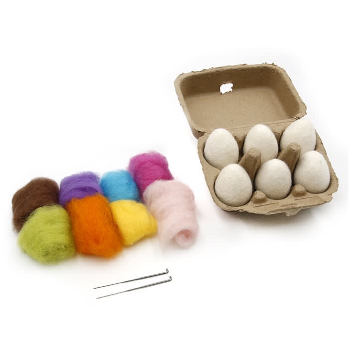 felt eggs, roving kit, EASTER, Easter eggs, needle felting kit