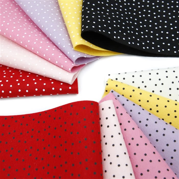 Printed Polka Dot Wool Felt