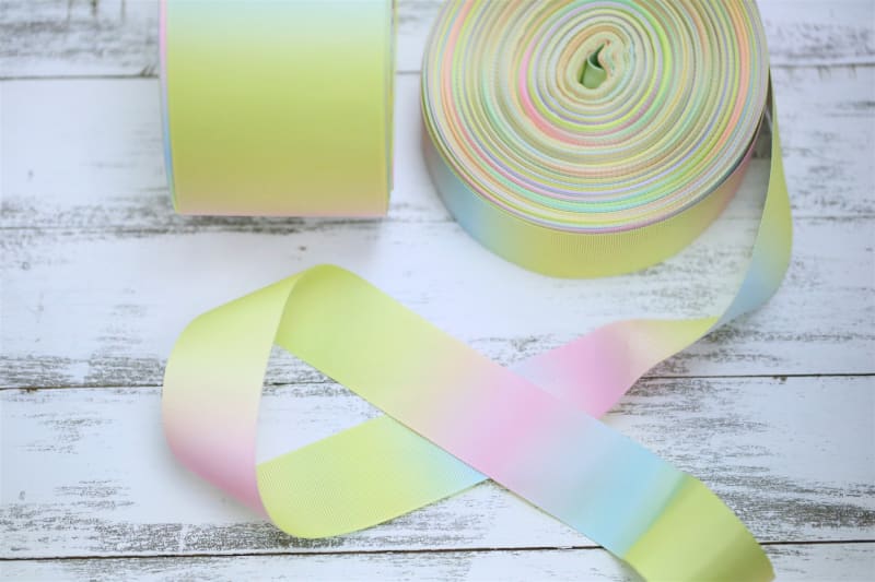 Rainbow Craft Ribbon: 1" and 3" Double-Sided Pastel Rainbow Ribbon