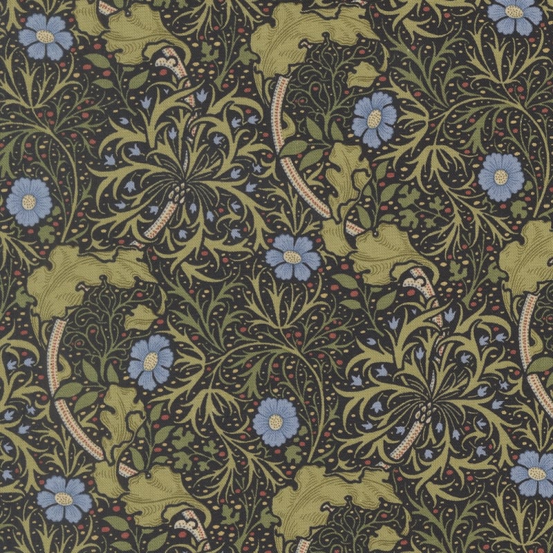 MORRIS MUSE: Seaweed Florals Ebony Black 13382 16