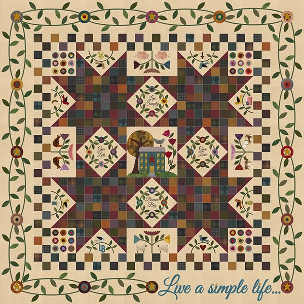 Primitive Gatherings Live A Simple Life BOM Quilt Pattern
