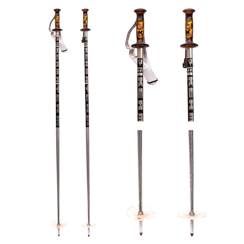 1980s Kerma Gold Medal SST Vintage Aluminum Ski Poles with Rubber Baskets