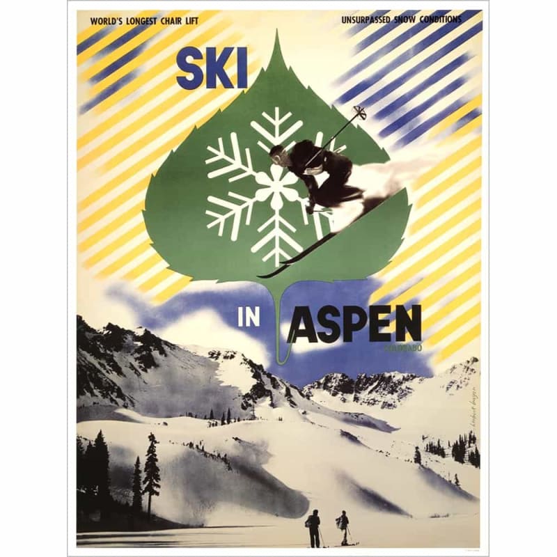 Ski In Aspen Art Deco Poster by Herbert Bayer