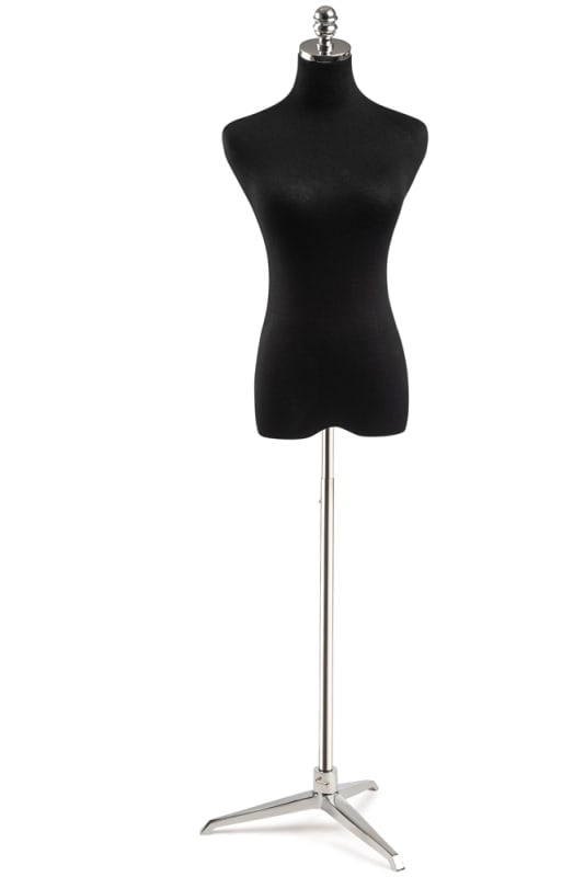 Black Female Display Dress Form A Pinnable Canvas & Metal Tripod