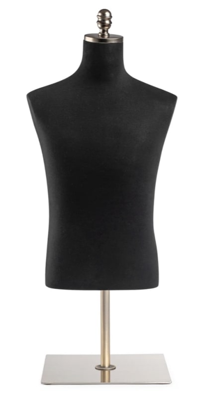 Black Male Display Dress Form A Pinnable Canvas & Metal Countertop
