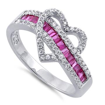 Sterling Silver Exotic Heart Ruby Design