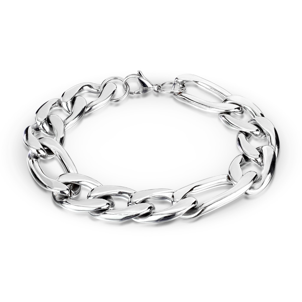 Small and Large Link Stainless Steel Chain Bracelet with Lob