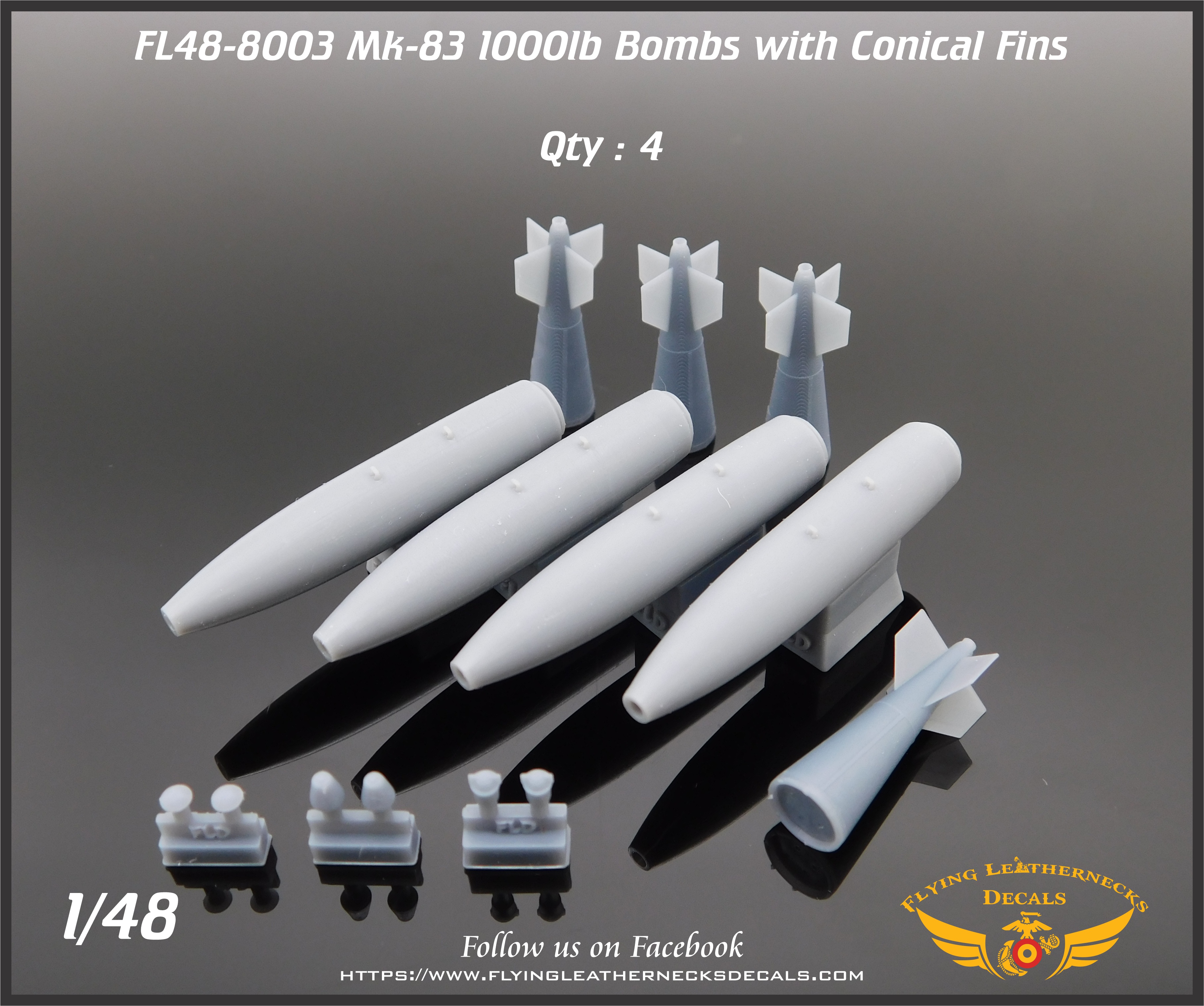 FL48-8003 Mk-83 1000lb bomb with Conical fin (2) - NEW!