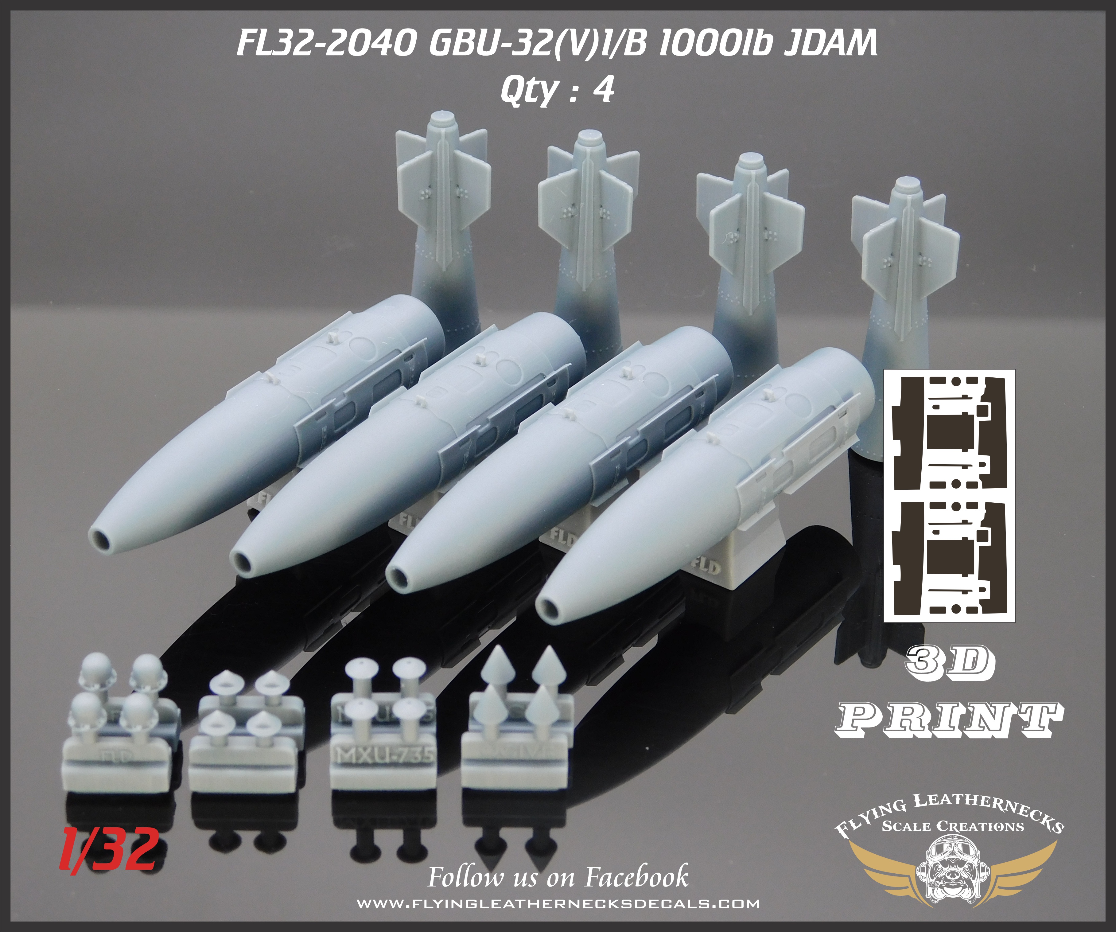 FL32-2040 GBU-32(V)1/B 1000lb JDAM (set of 4)