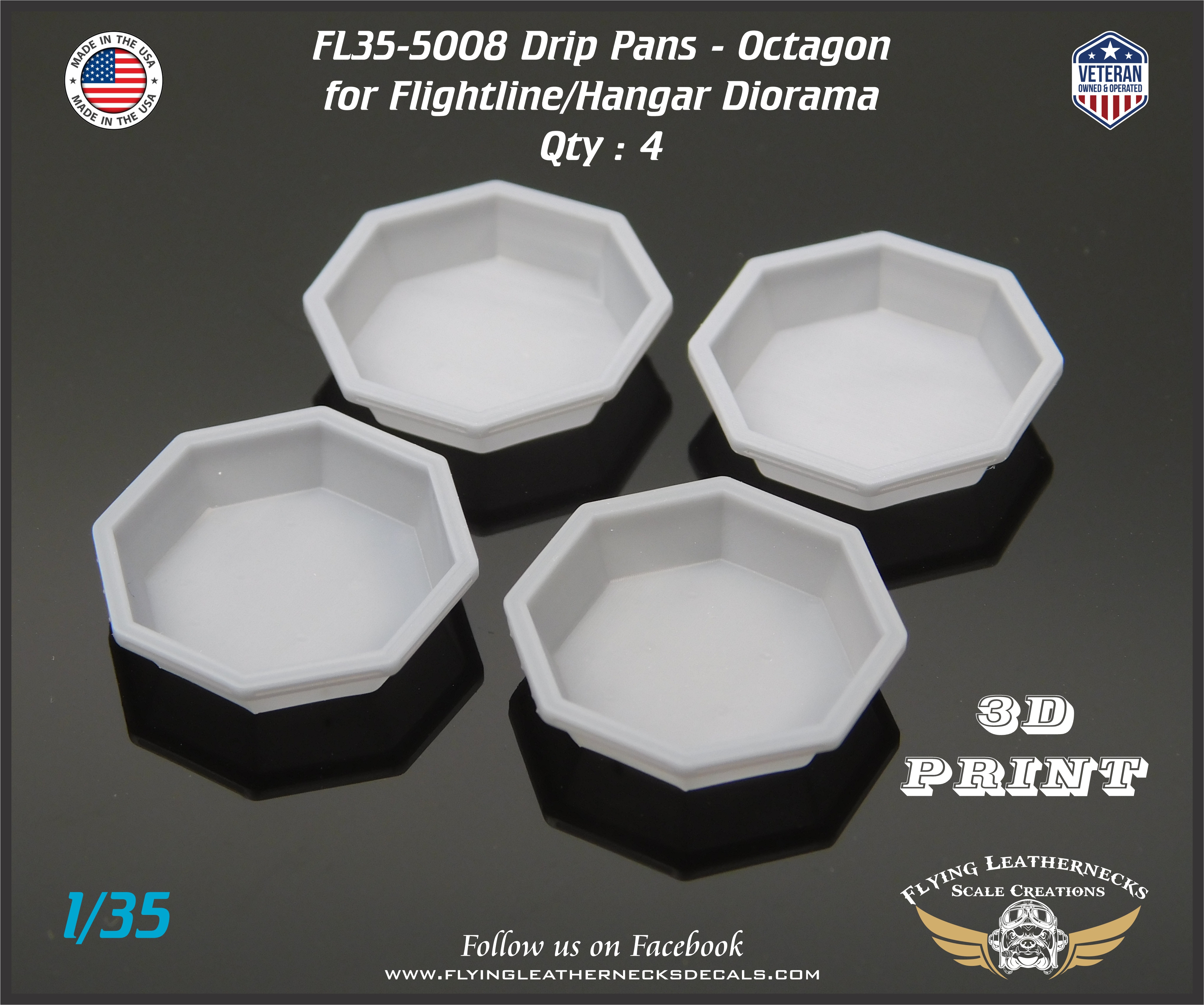 FL35-5008 Drip Pans - Octagon for Flightline / Hangar Dioram