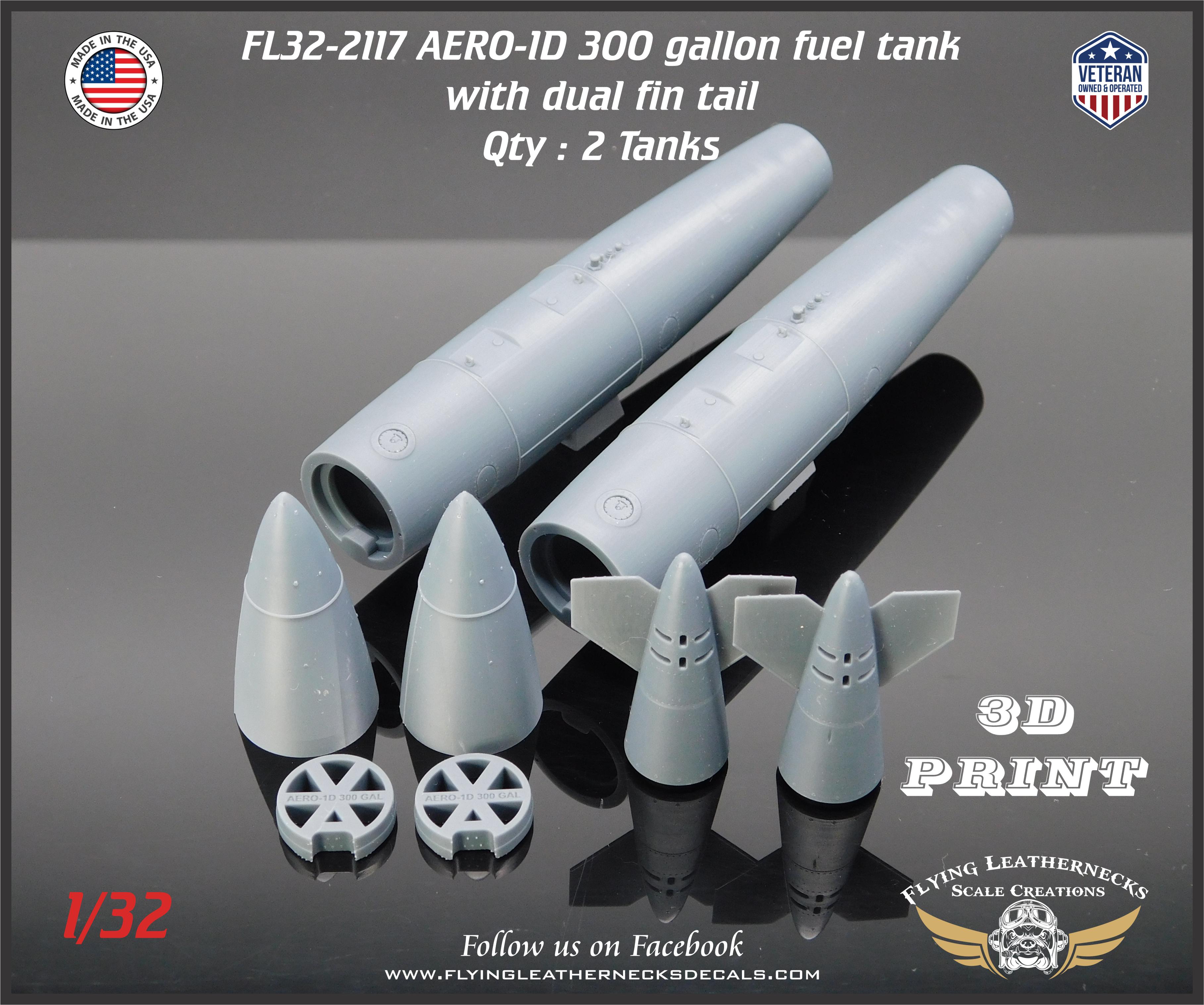 FL32-2117 AERO-1D 300gal Tanks with Dual Fin Tail