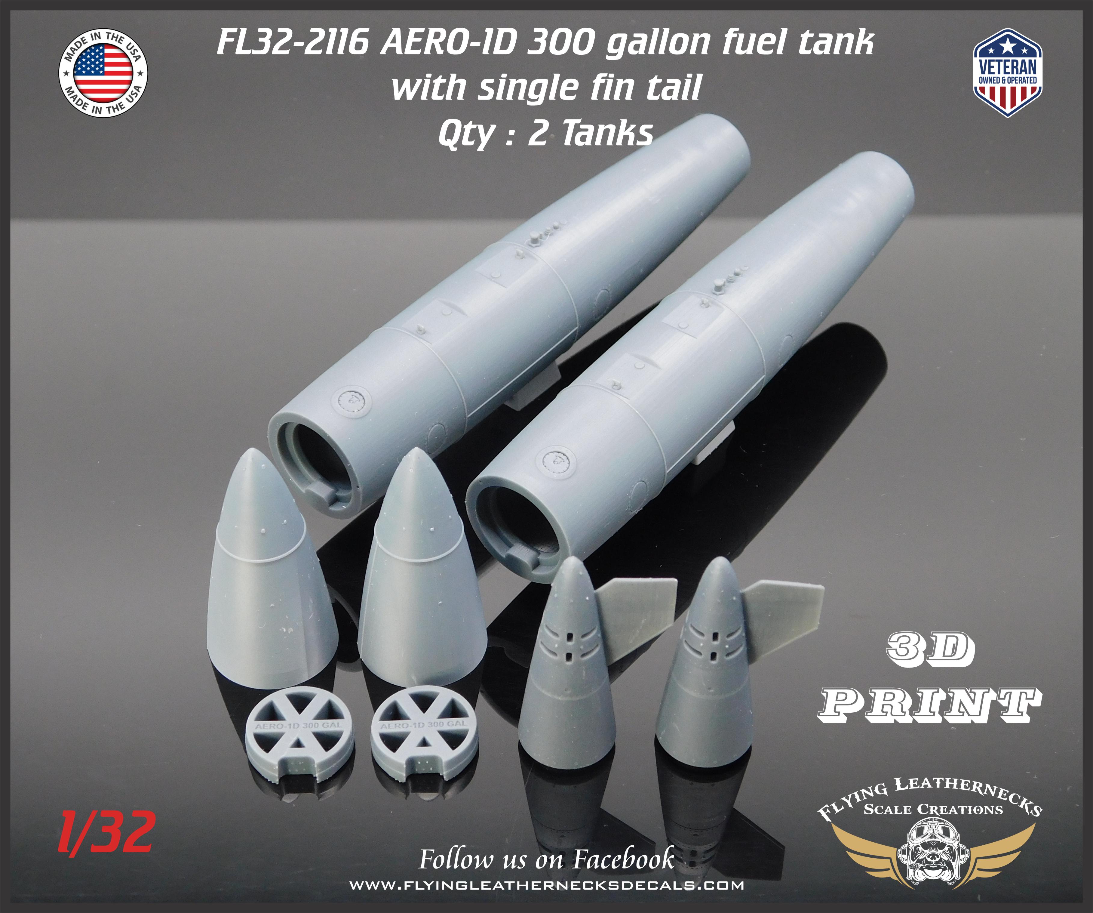 FL32-2116 AERO-1D 300gal Tanks with Single Fin Tail