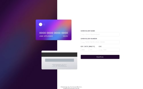Responsive Interactive Card Details Form using HTML, CSS and JS coding challenge solution ...