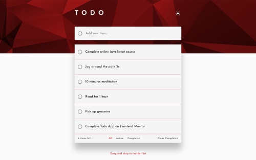 Frontend Mentor | To-do app with vanilla languages coding challenge solution