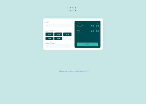 Responsive Tip Calculator using HTML CSS JavaScript coding challenge solution
