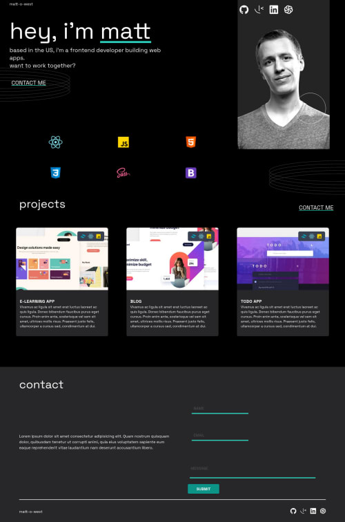 Frontend Mentor | Portfolio site using Tailwind, React, Vite coding challenge solution