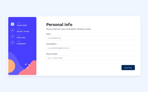 Frontend Mentor | Responsive Multi-step form Using Vue.JS coding ...